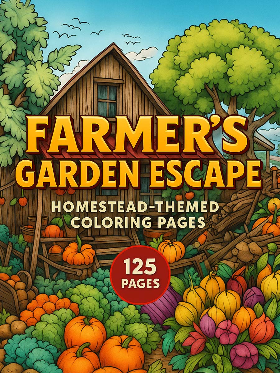 Farmer’s Garden Escape – 125 Homestead-Themed Pages | Colouring Pics