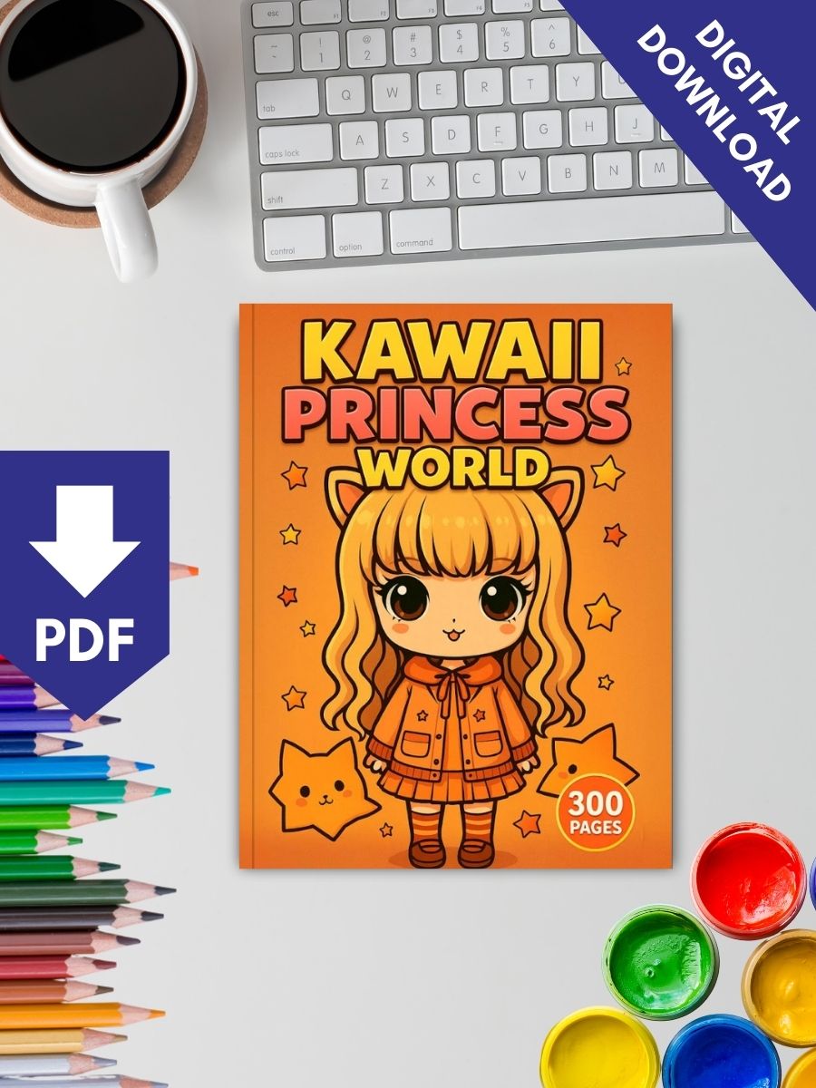 Kawaii Princess World – 300 Princess & Cute Girl Pages | Colouring Pics