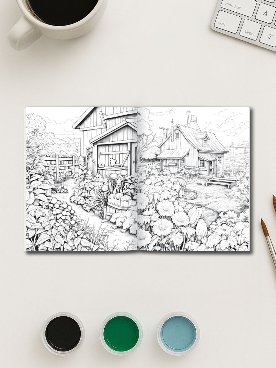 Farmer’s Garden Escape – 125 Homestead-Themed Pages | Colouring Pics