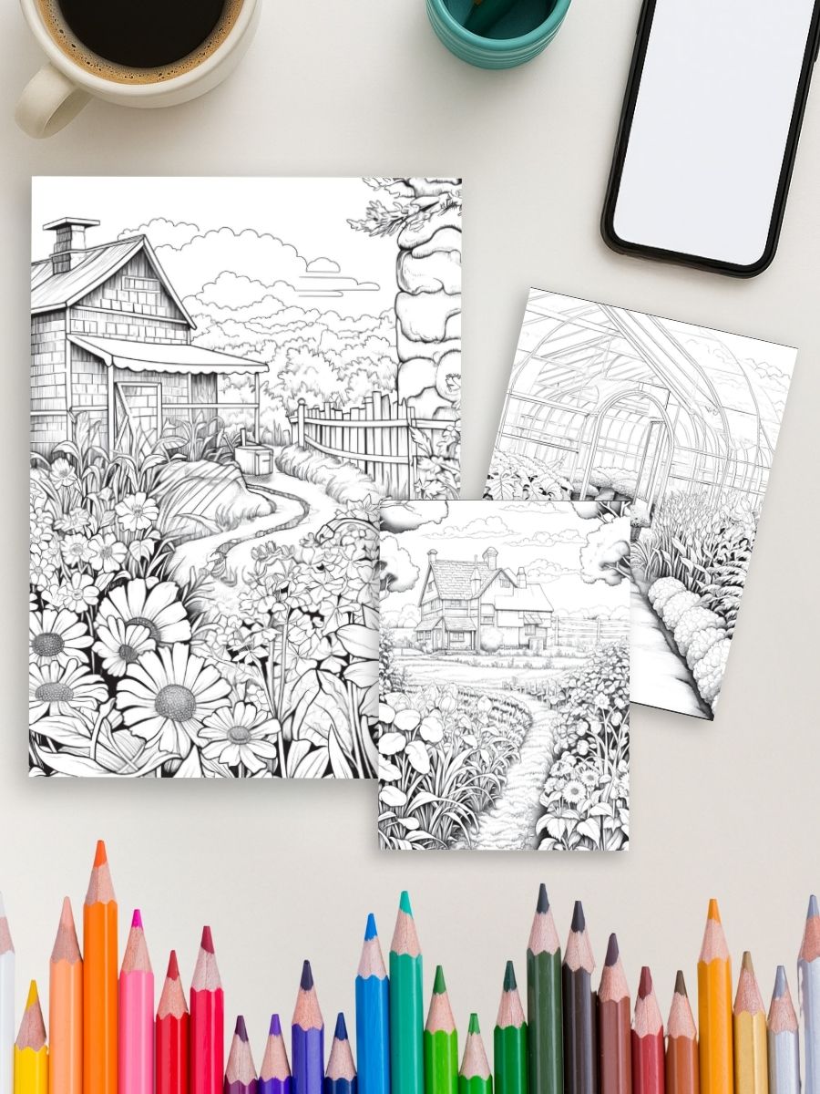 Farmer’s Garden Escape – 125 Homestead-Themed Pages | Colouring Pics