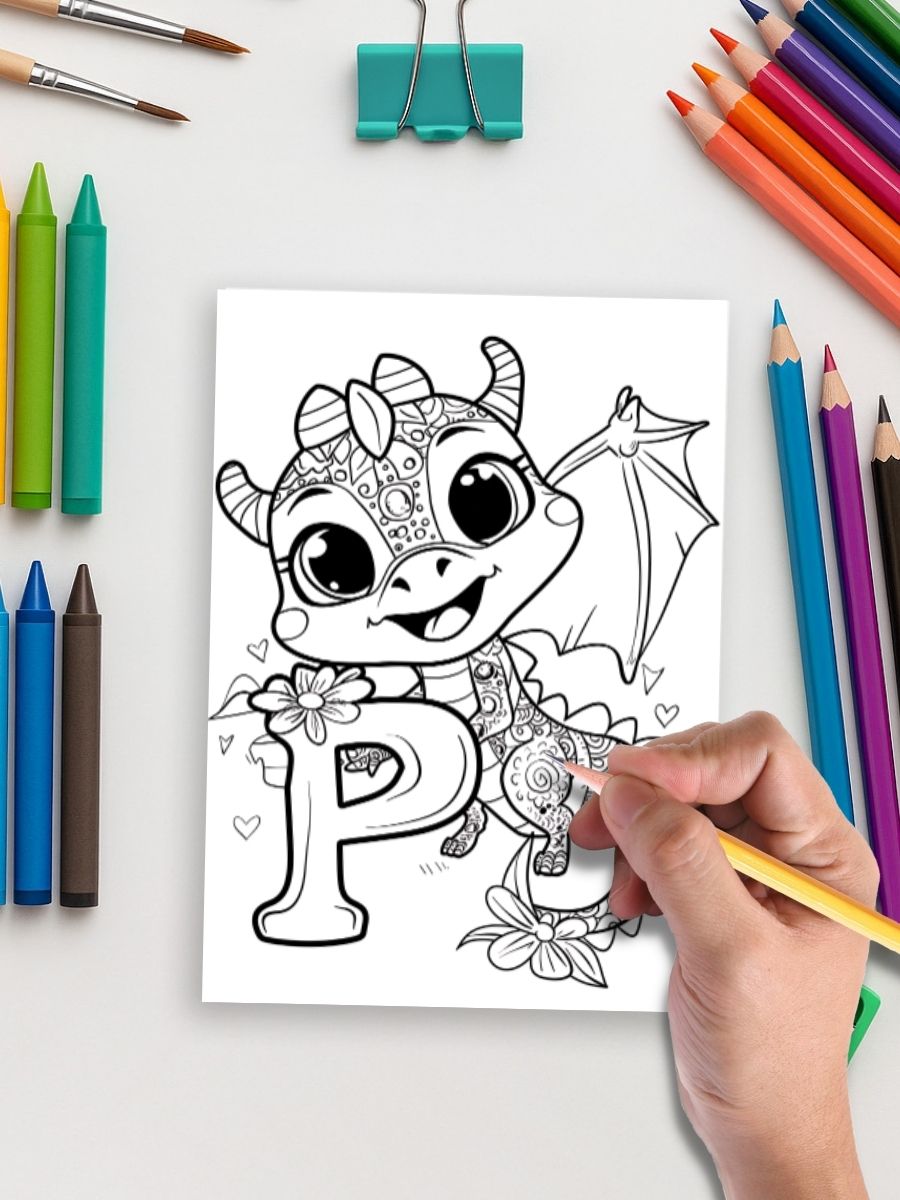 Dragon ABC – 36 Alphabet & Number Pages with Dragons | Colouring Pics