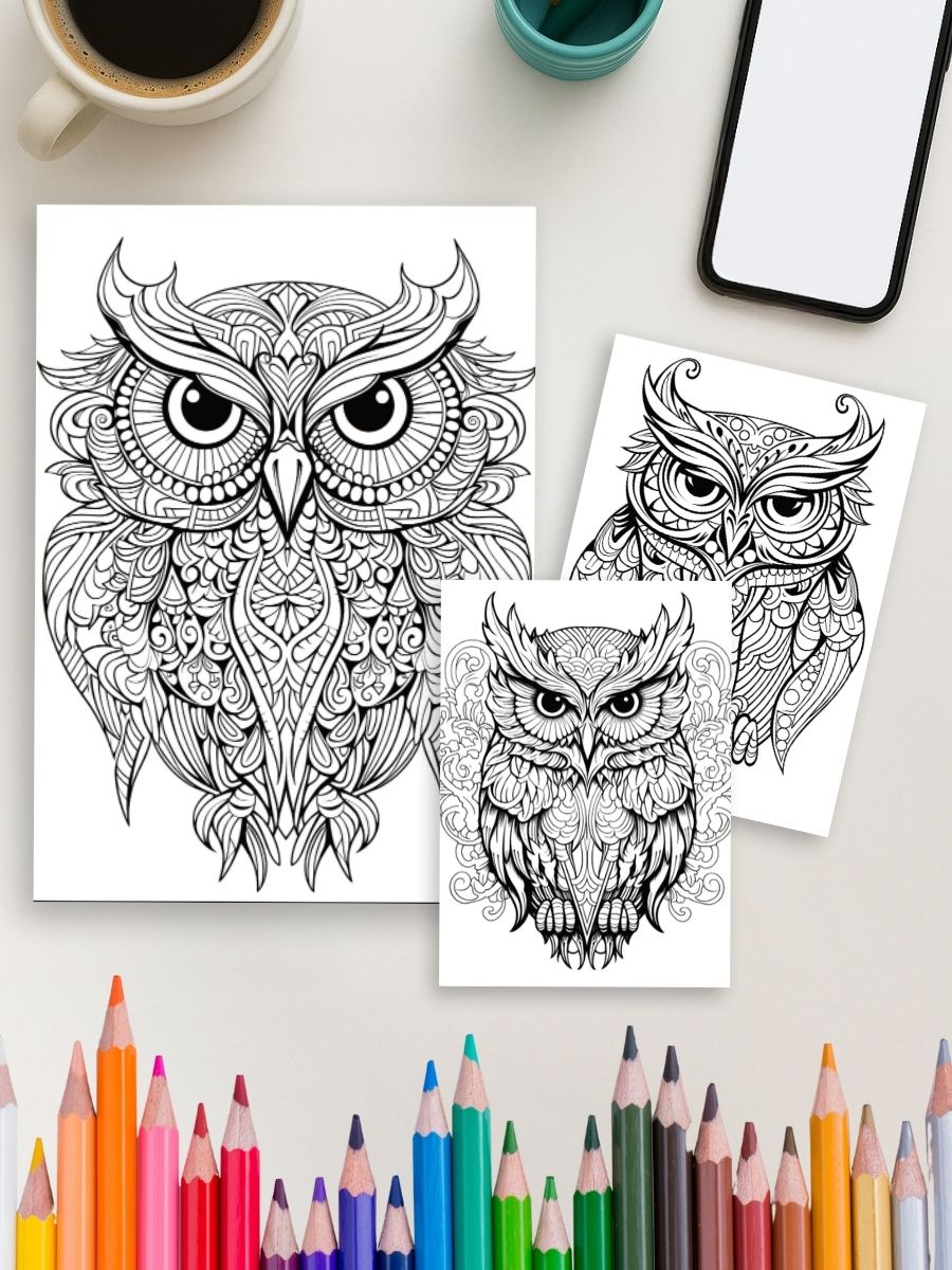 Mandala Owls – 50 Intricate Owl Coloring Pages | Colouring Pics