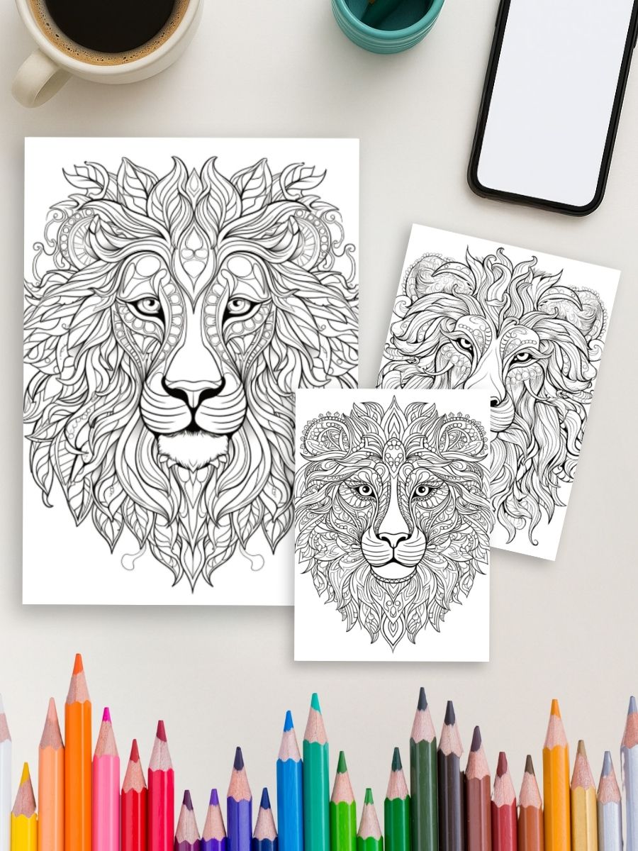 Mandala Lions – 50 Roaring Zen Animal Pages | Colouring Pics