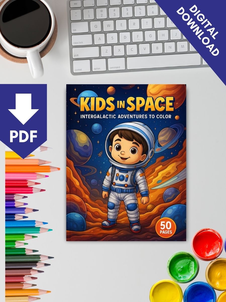 Kids in Space – 50 Intergalactic Adventures to Color | Colouring Pics