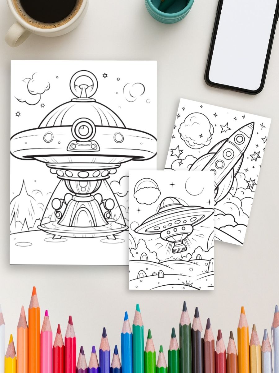 Kids in Space – 50 Intergalactic Adventures to Color | Colouring Pics
